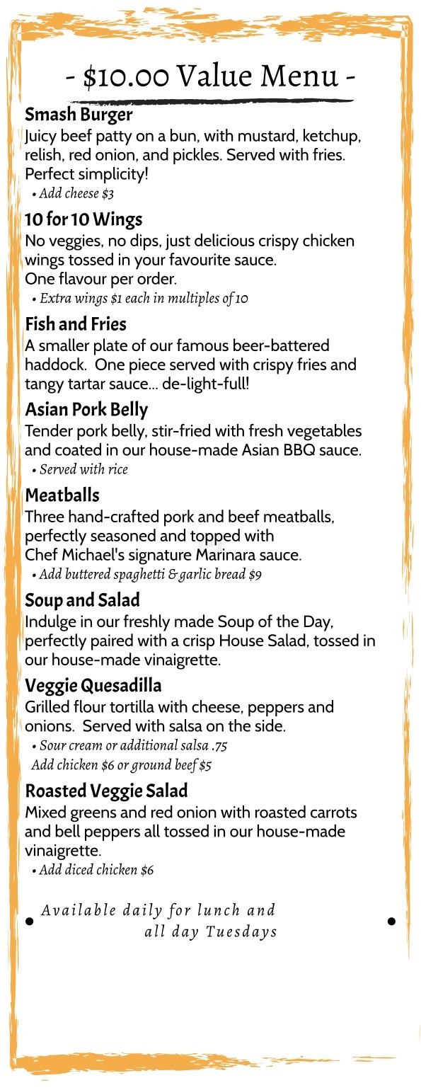 $10 Value Menu | Bull and Barrel